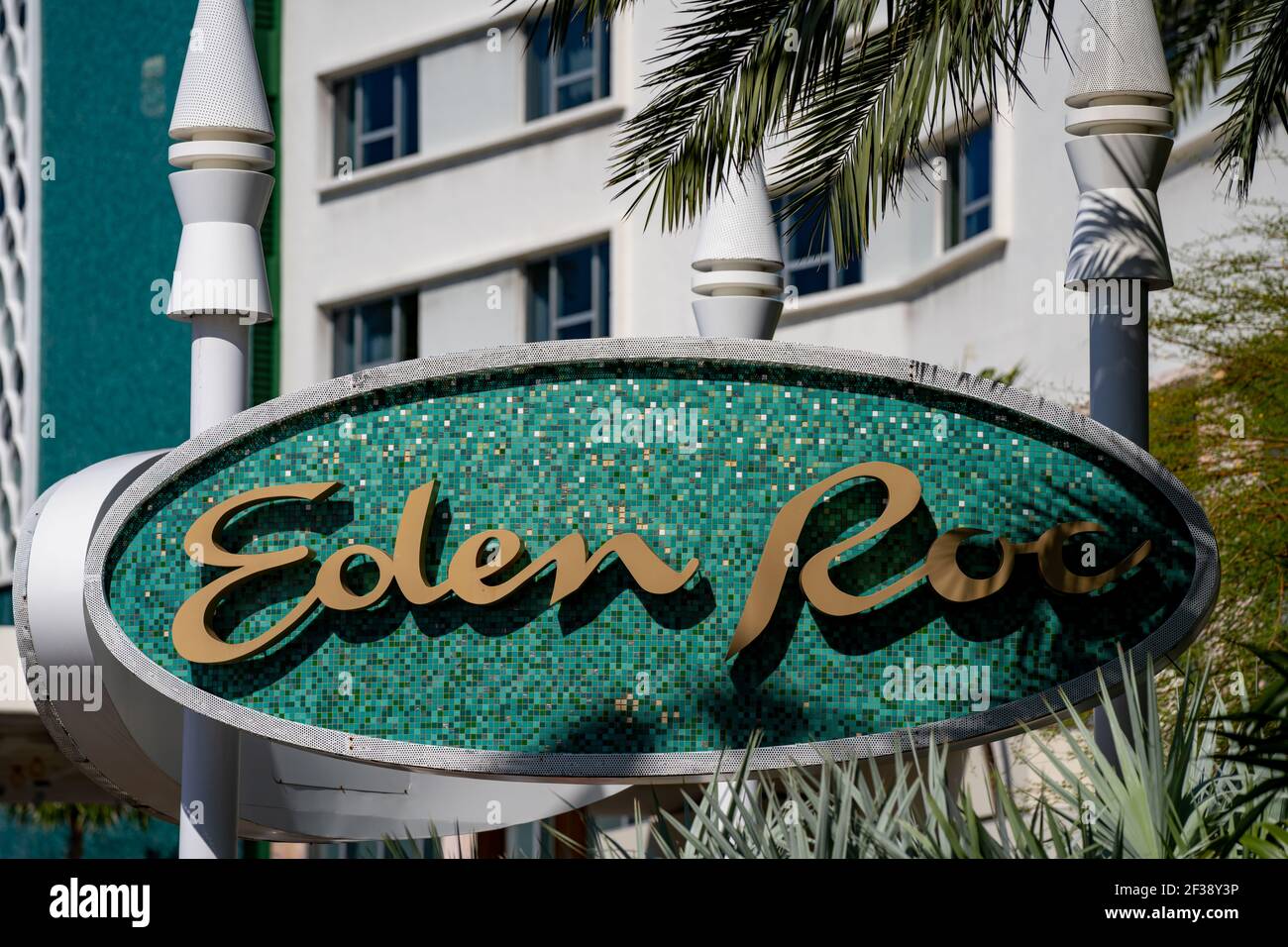 Eden Roc Miami Beach hotel sign Stock Photo - Alamy