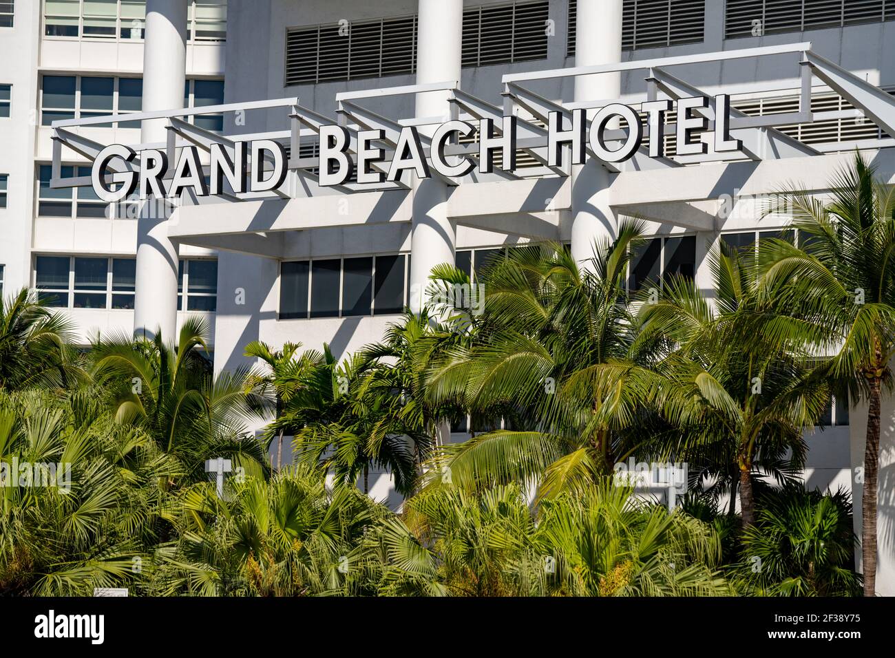 Grand Beach hotel sign Miami FL Stock Photo - Alamy