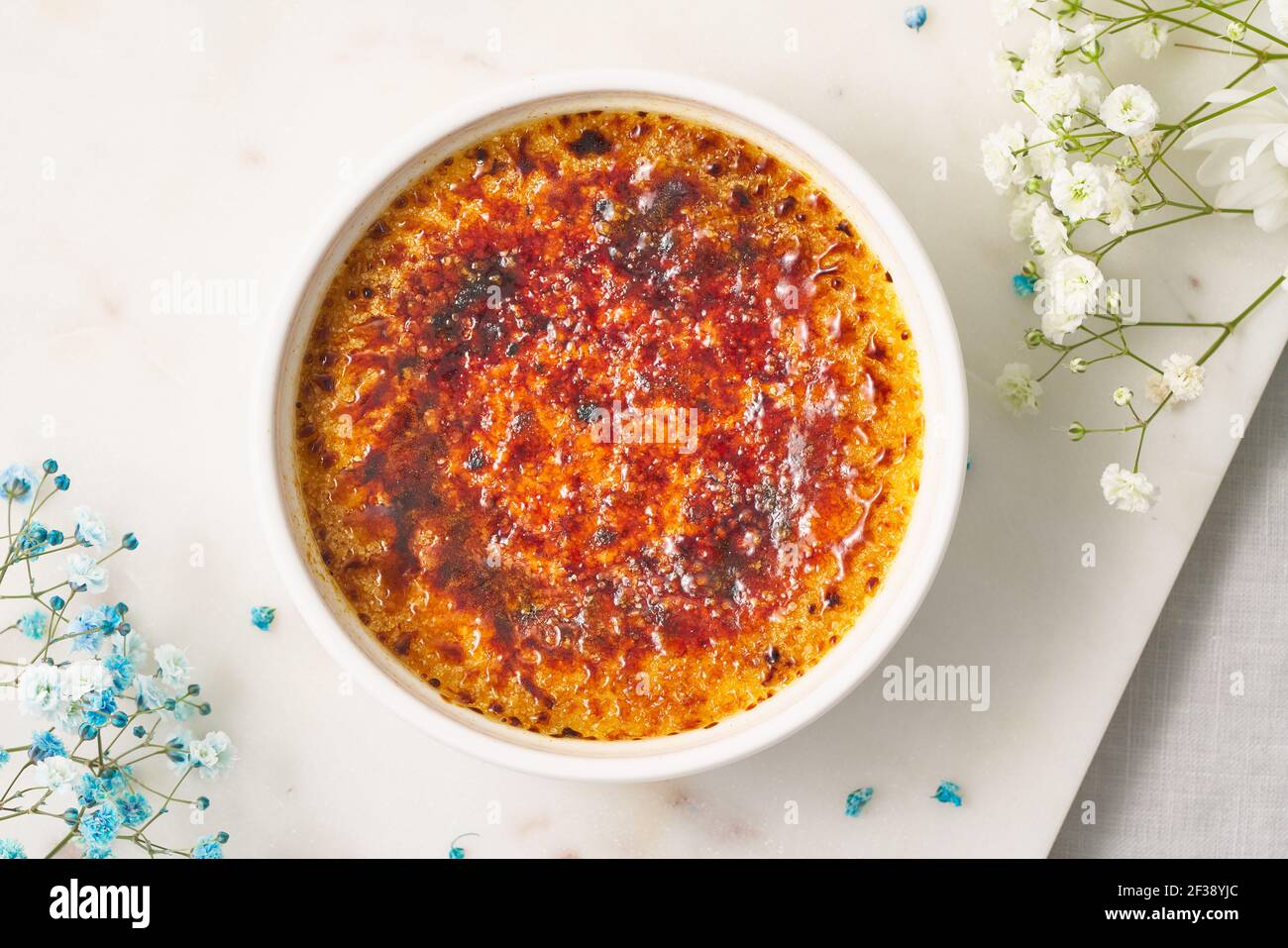 Creme brulee. Traditional French vanilla cream dessert. Burned cream ...