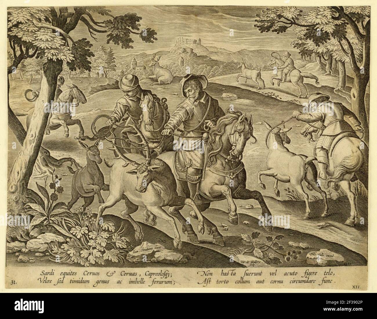 Print, Trapping deer, ca. 1595 Stock Photo - Alamy