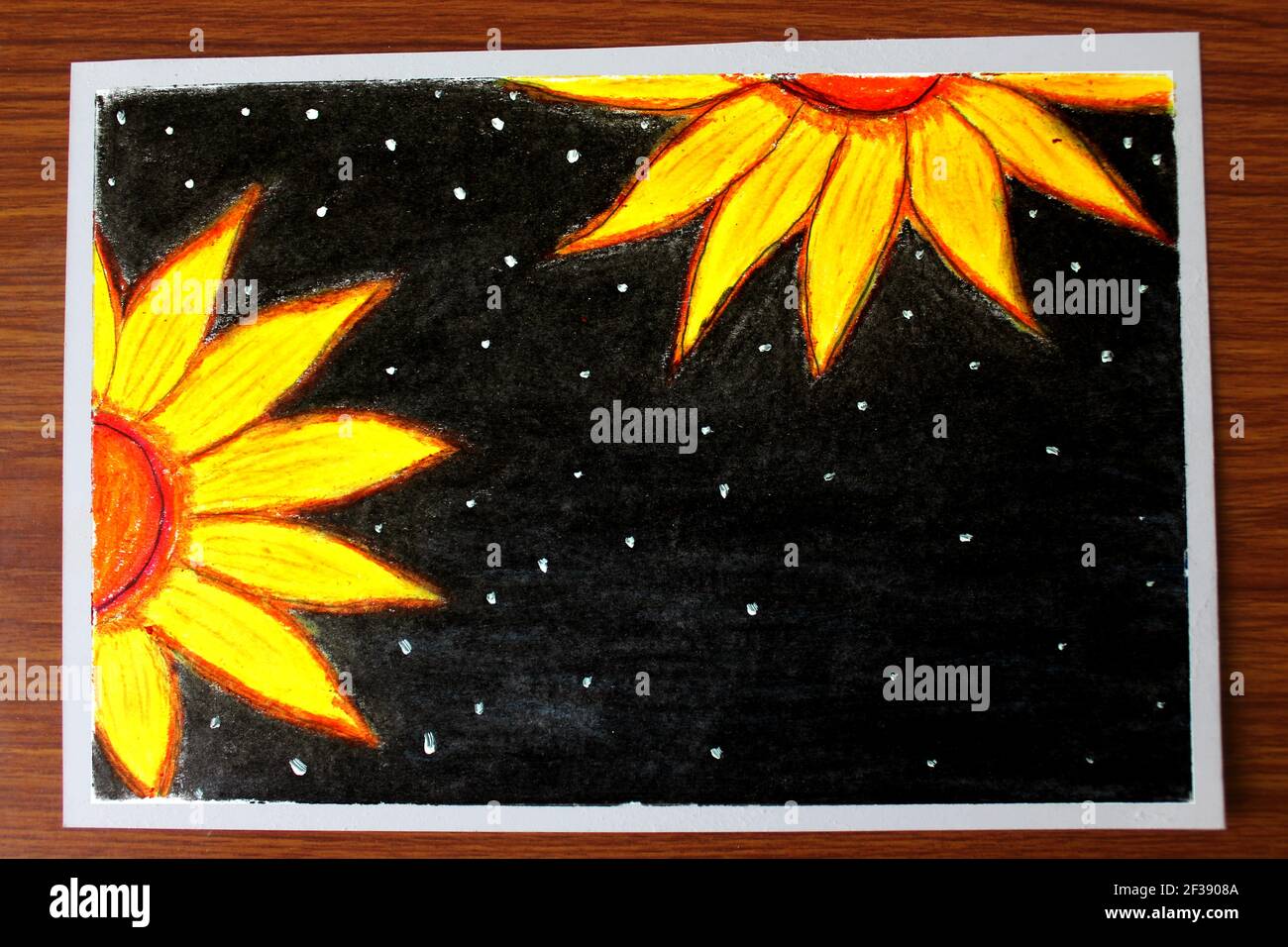 Yellow Flower Abstract Art Background, Flower Scenery greeting drawing ...