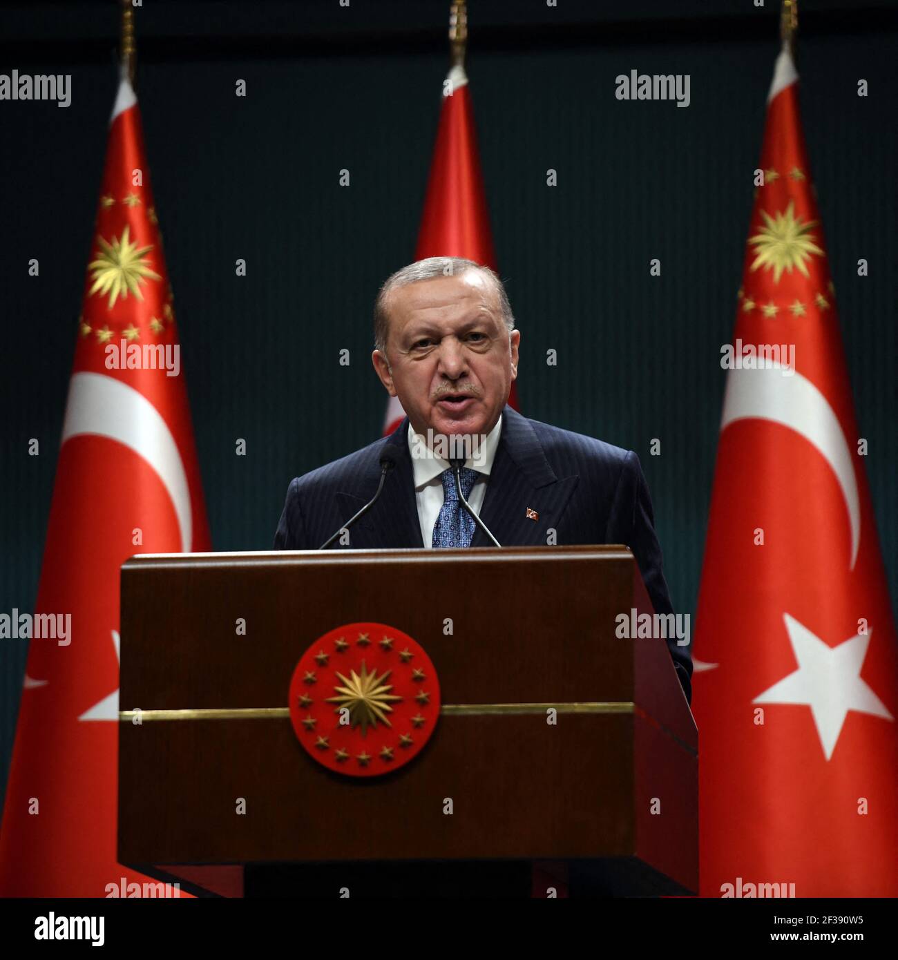 Ankara, Turkey. 15th Mar, 2021. Turkey's President Recep Tayyip Erdogan ...