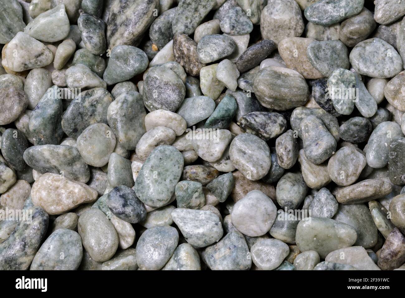 Green Marble Pebbles Assortment for Garden Projects and Design Stock ...