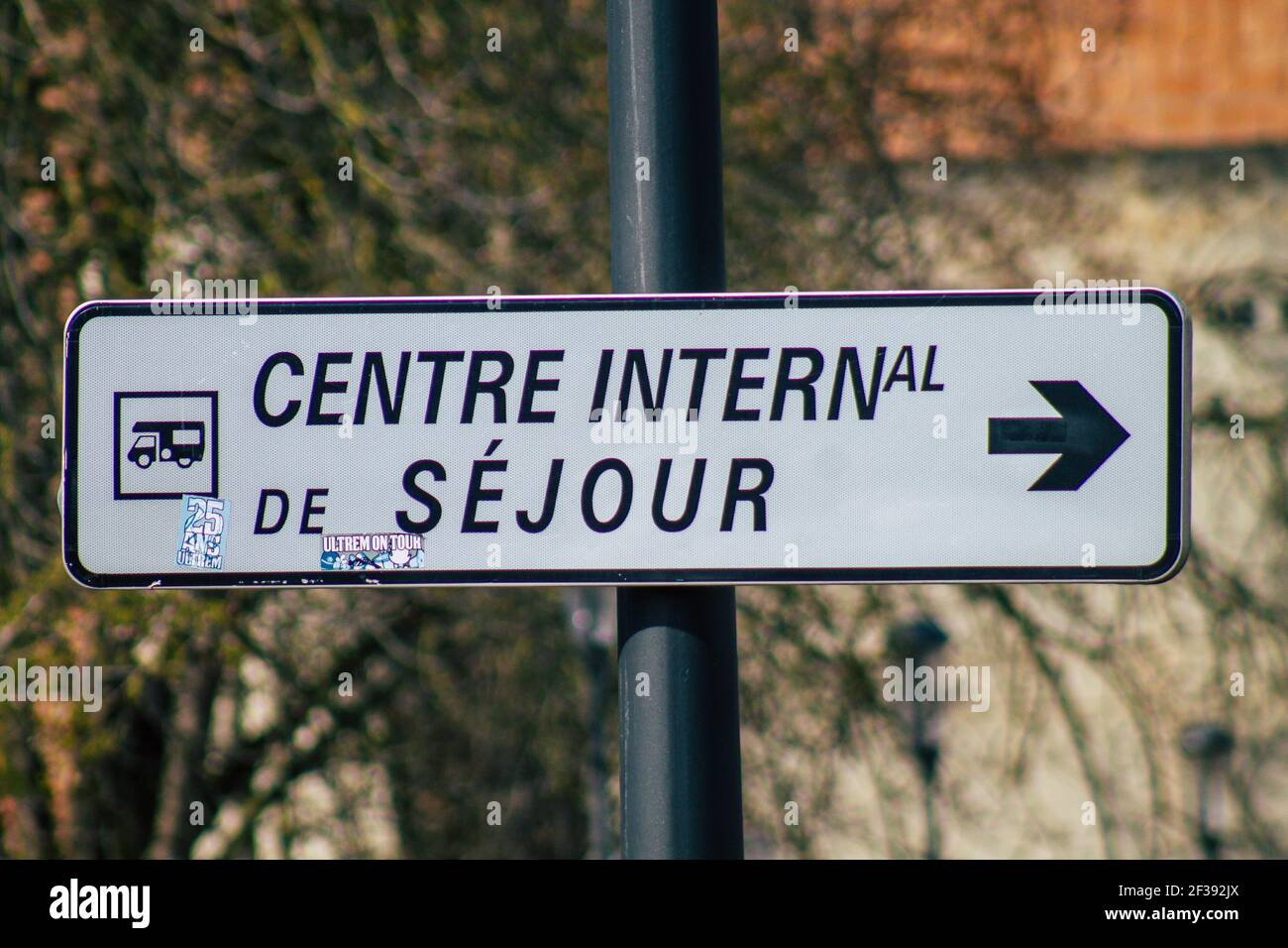 Reims France March 15, 2021 Street sign or road sign, erected at the ...