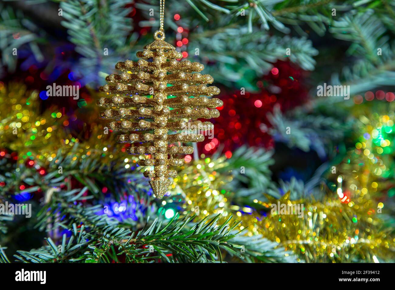 Beautiful christmas tree with decorative chritmas toys Stock Photo - Alamy