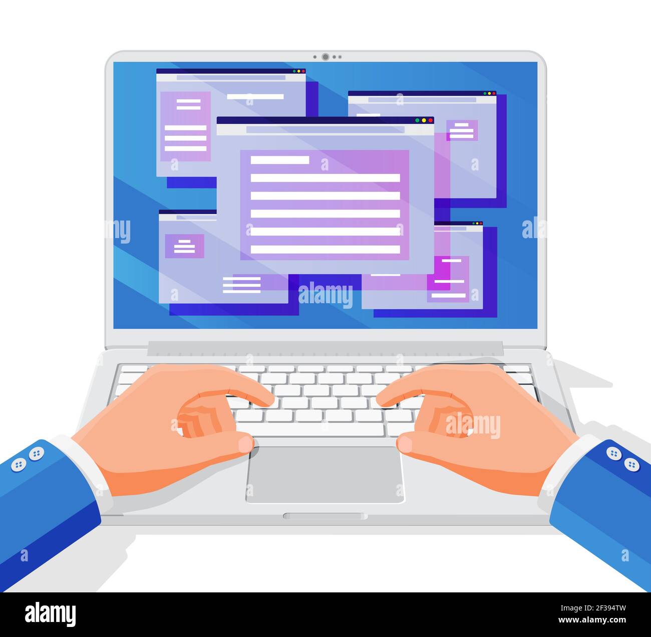 Hands typing application Stock Vector Images - Alamy