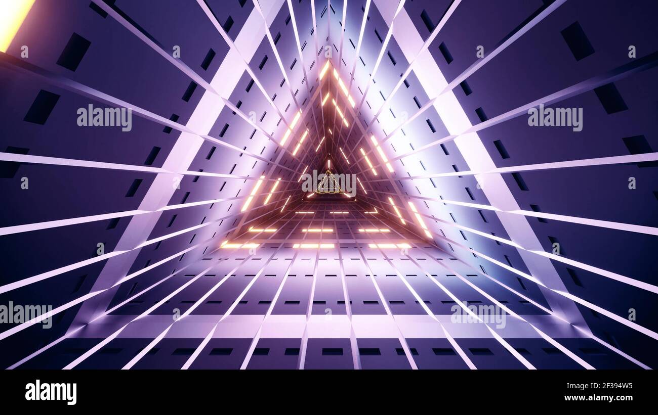 A digital illustration of a blue triangular futuristic hallway - a good ...