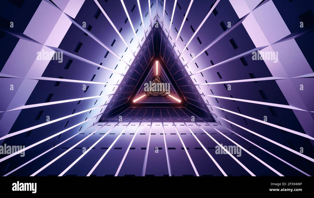 A digital illustration of a blue triangular futuristic hallway - a good ...