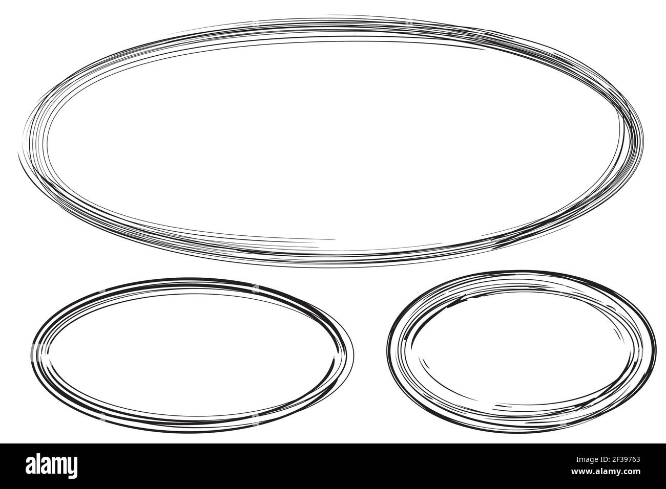 3 Hand Draw Sketch Oval Frame from Multiple Black thic market for your ...
