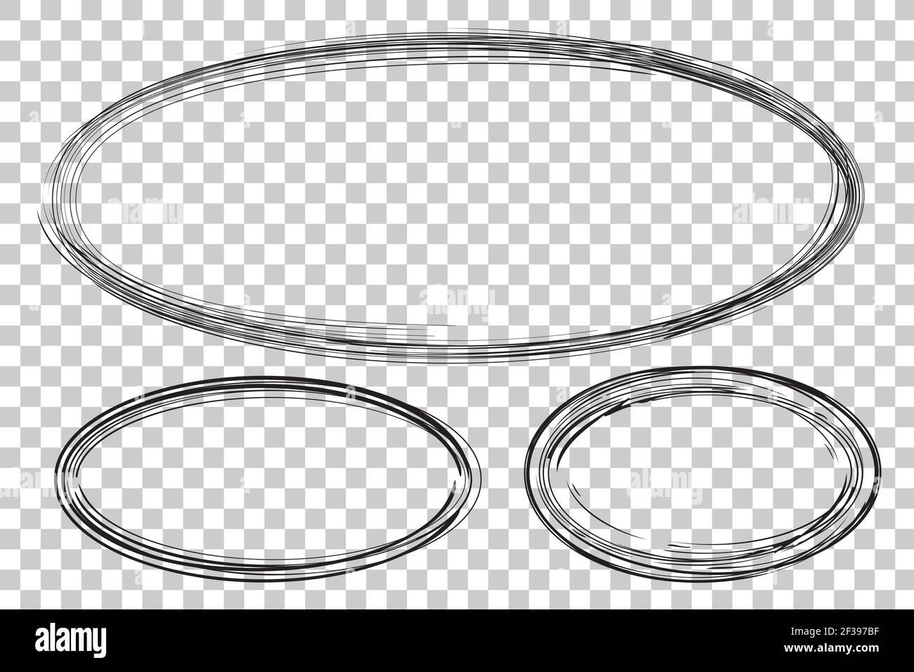 3 Hand Draw Sketch Oval Frame from Multiple Black thic market for your ...