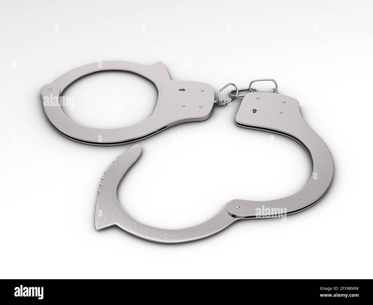 Handcuffs on a white background. 3d illustration Stock Photo - Alamy