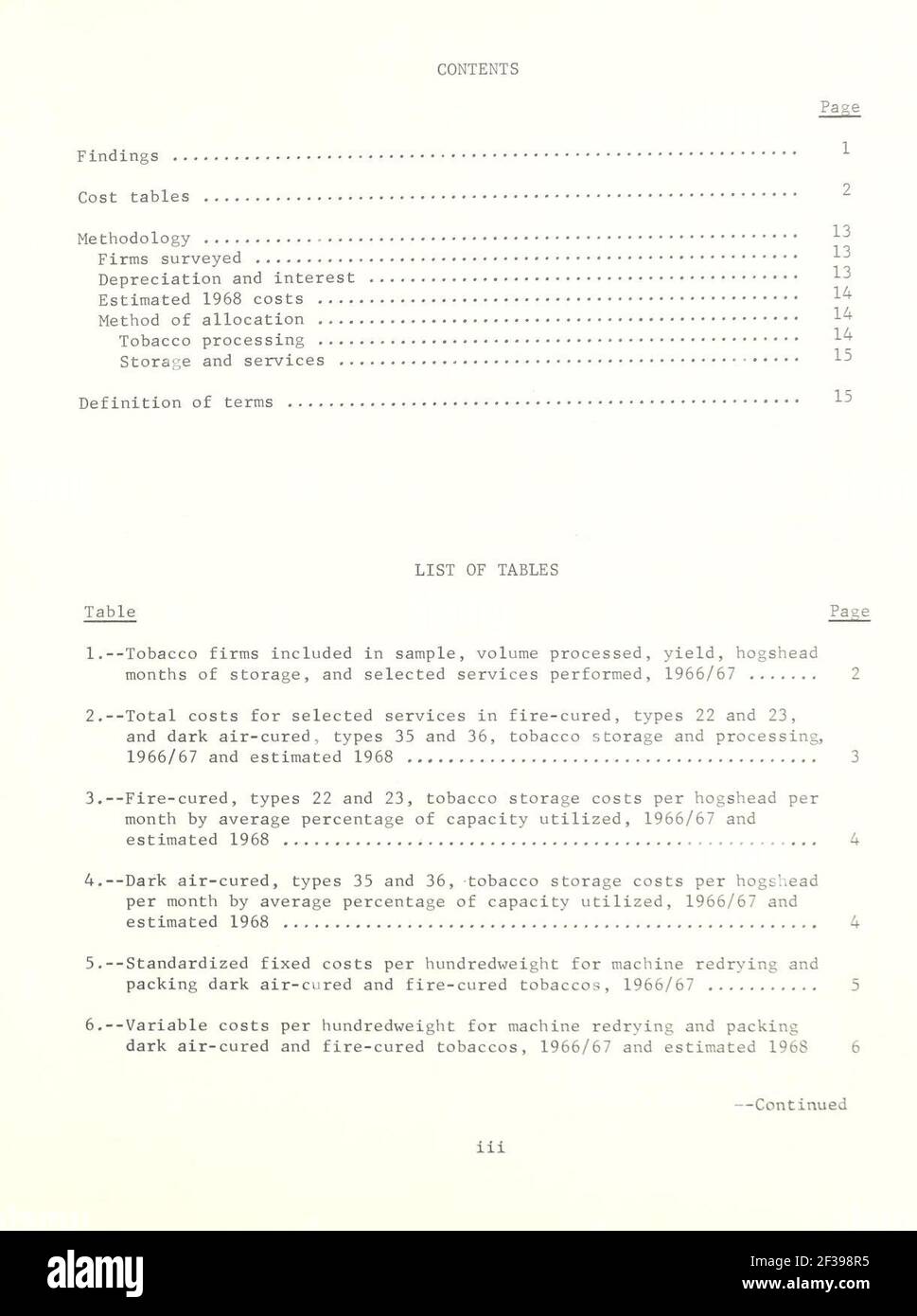 Processing, storage, and selected storage service costs for fire-cured ...