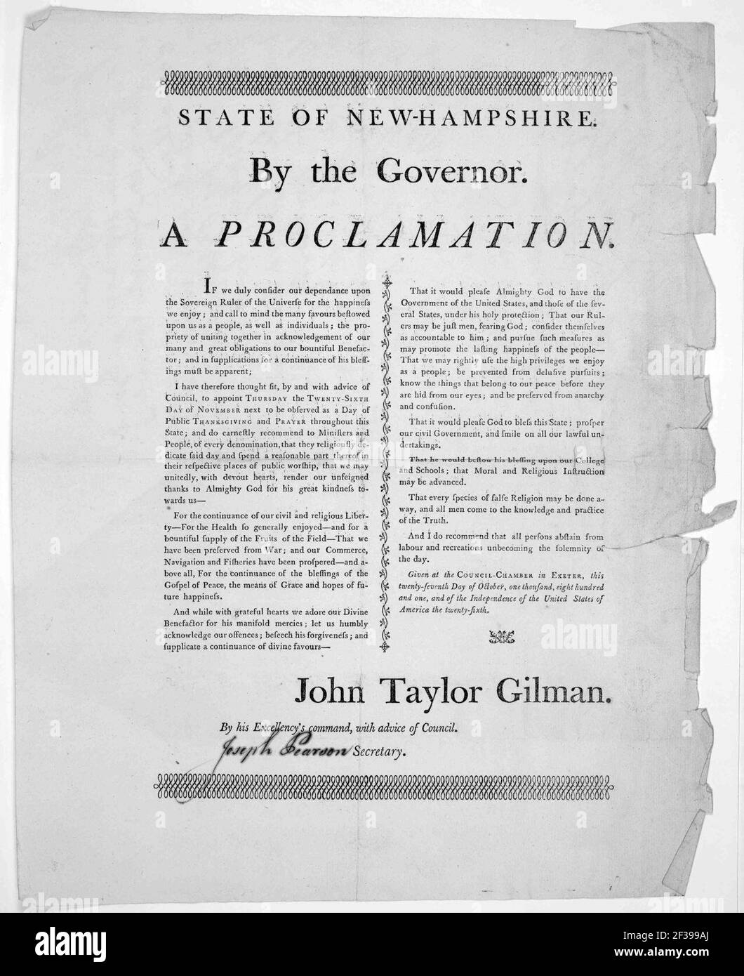 Proclamation John Taylor Gilman Stock Photo - Alamy