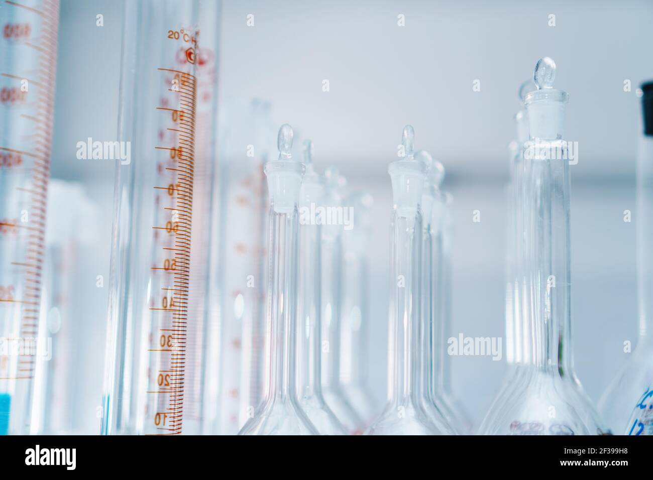 Laboratory tubes and flasks for analyzes and experiments. Science tool ...