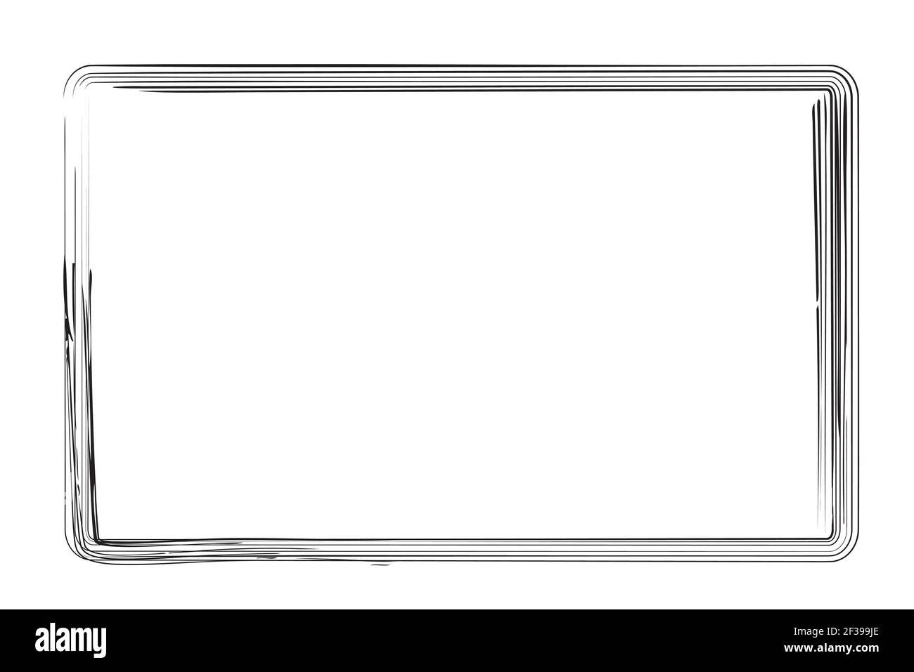 Hand Draw Sketch Rectangle Frame from Multiple Black thick mark for ...