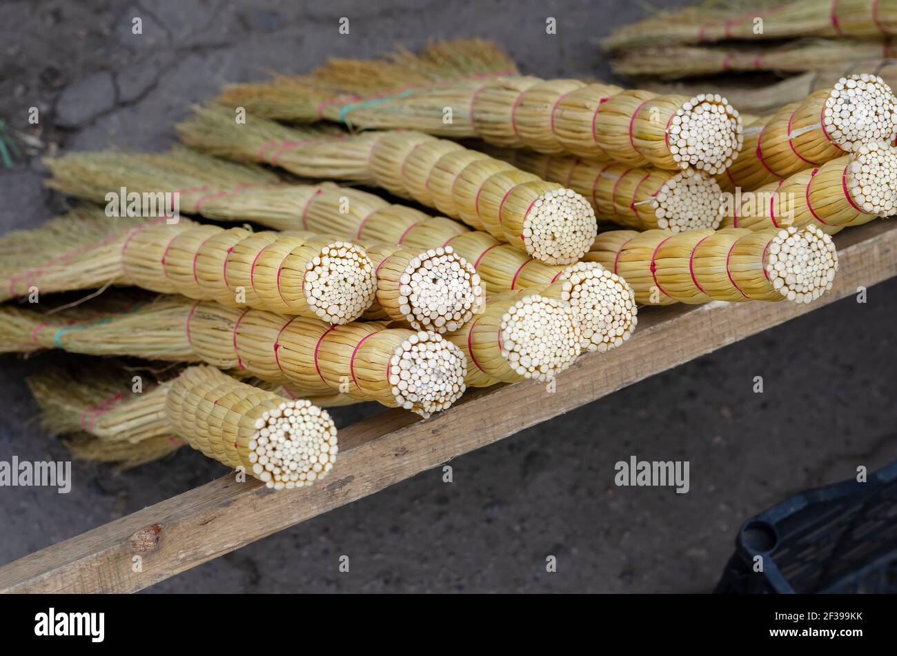 New short-handled millet brooms at the farmers' market. Hand-made ...