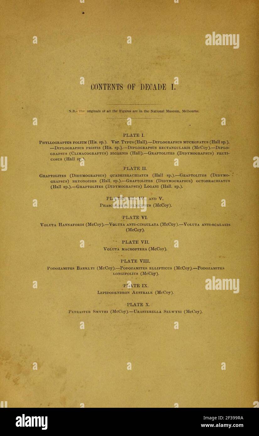 Prodromus of the paleontology of Victoria Stock Photo - Alamy