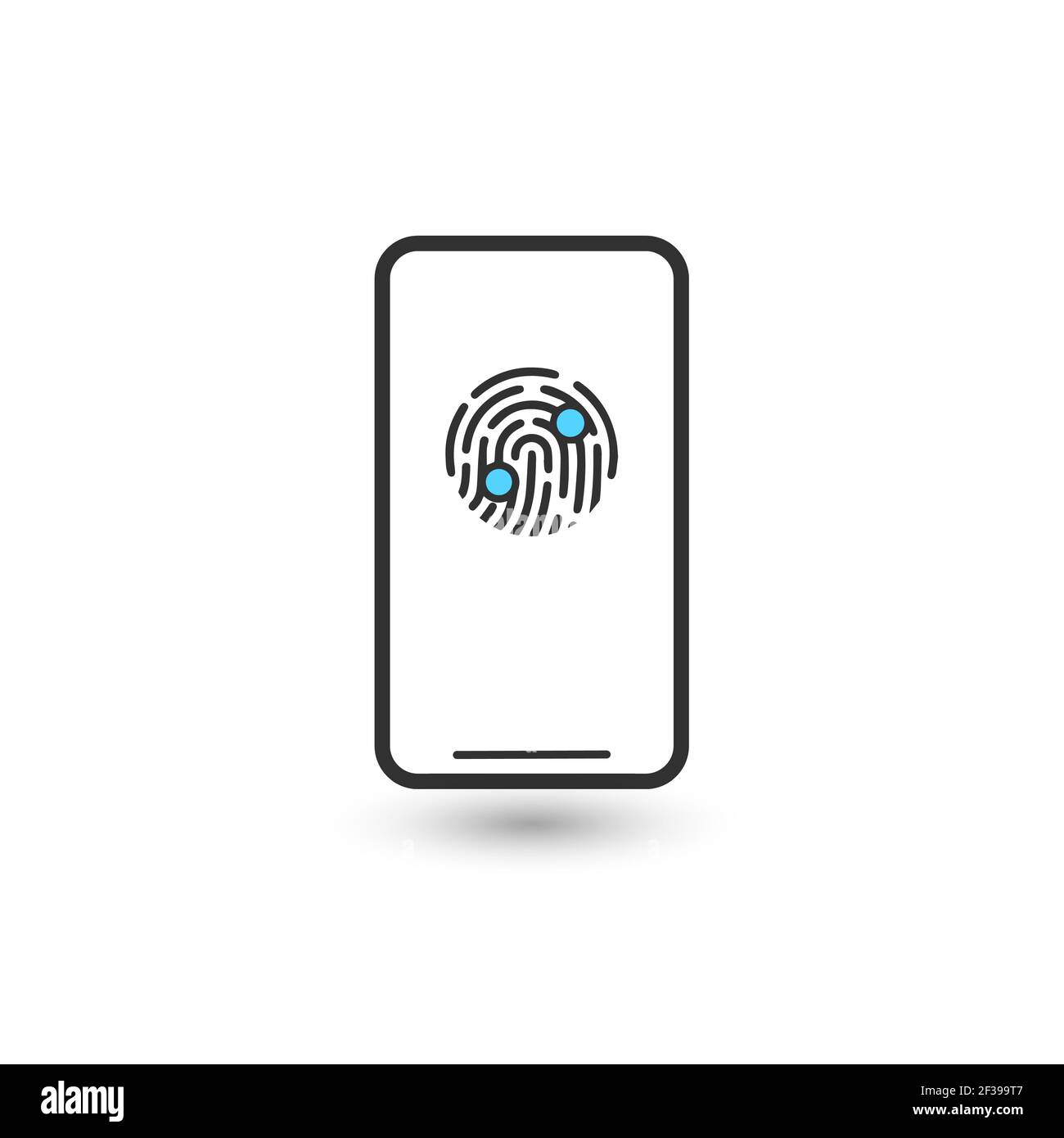 fingerprint icon on smartphone screen. Touch id icon. linear flat trend ...