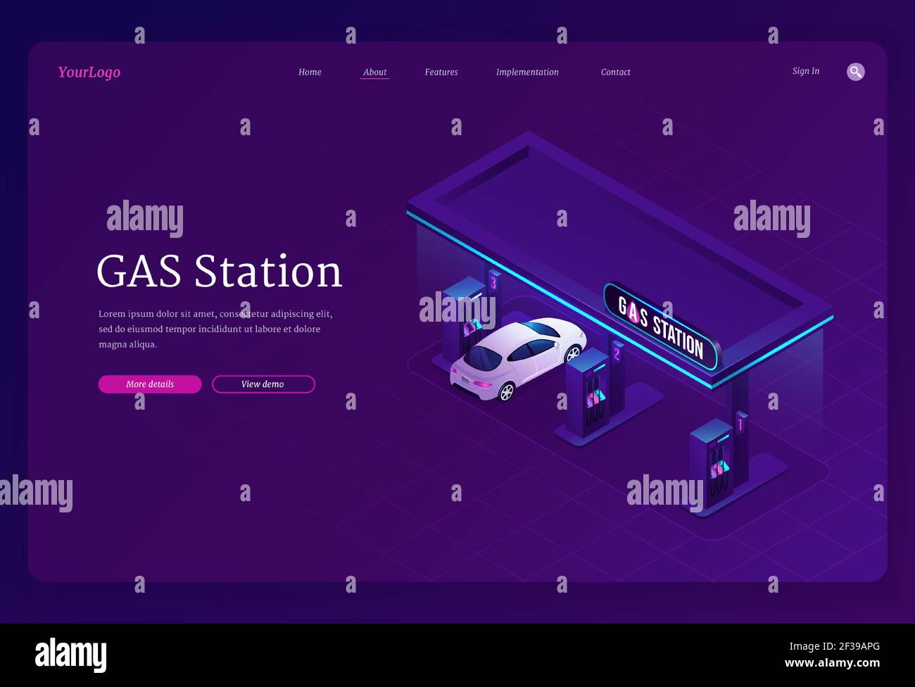 Vector banner with isometric gas station Stock Vector Image & Art - Alamy