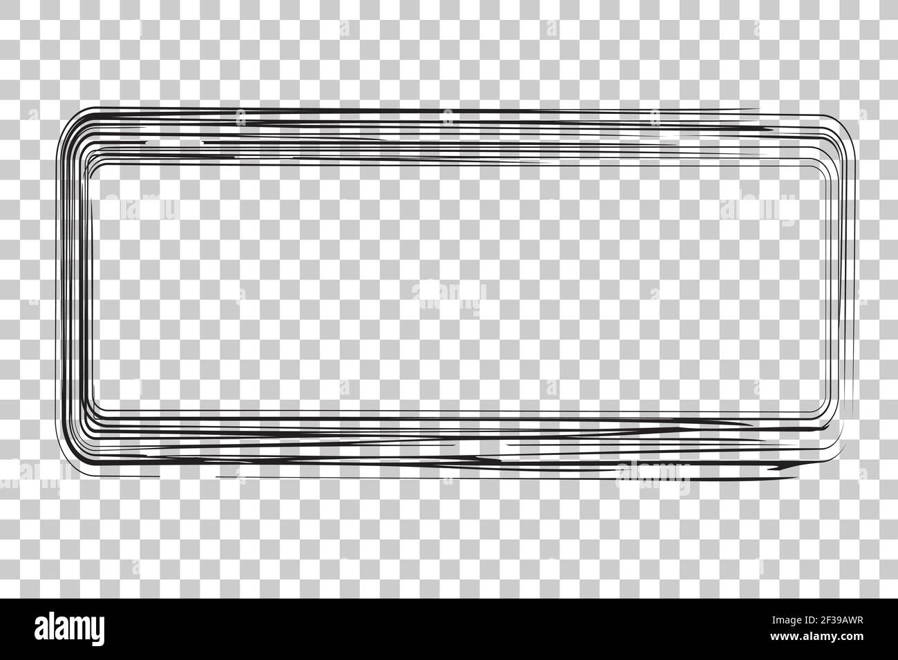 Hand Draw Sketch Rectangle Frame from Multiple Black thick mark for ...