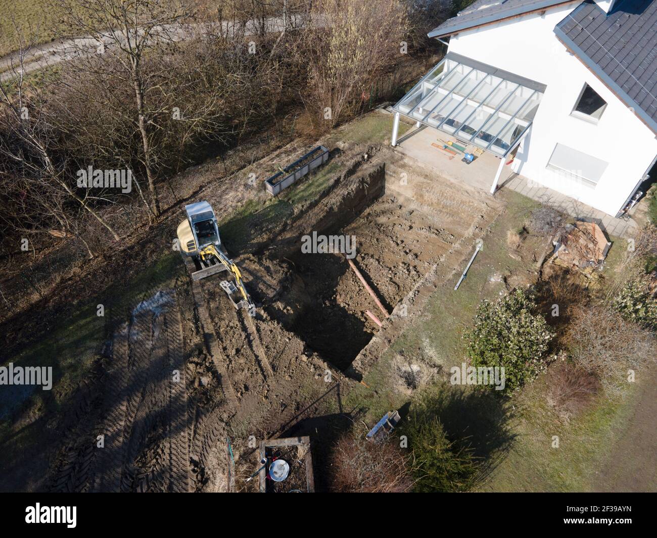 Aerial view pool excavation hi-res stock photography and images - Alamy