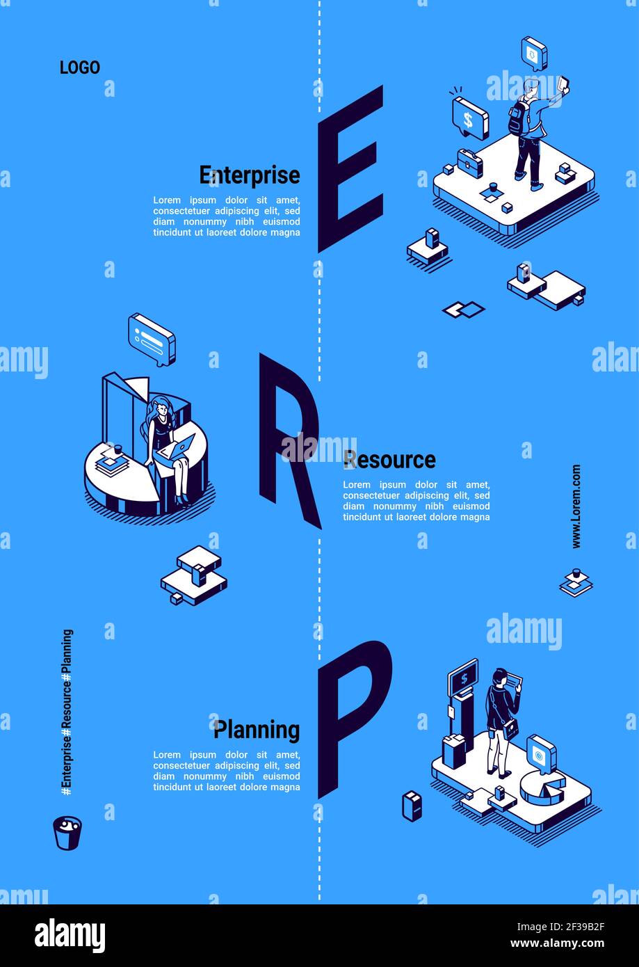 ERP, enterprise resource planning isometric poster Stock Vector Image & Art - Alamy