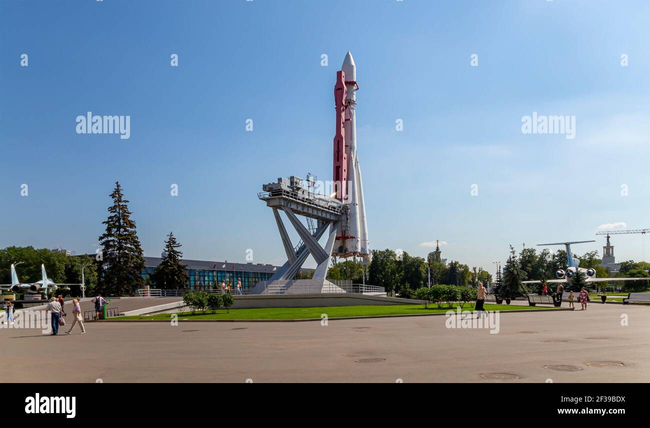 Spaceship Vostok (monument to the first Soviet rocket) shown at VDNKH ...