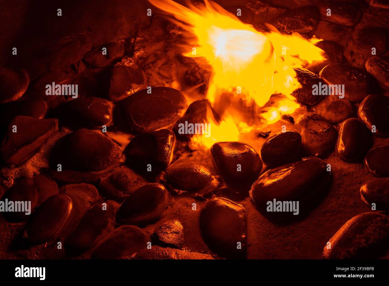 Spring of fire water. Burning methane in water. Cold fire Stock Photo ...