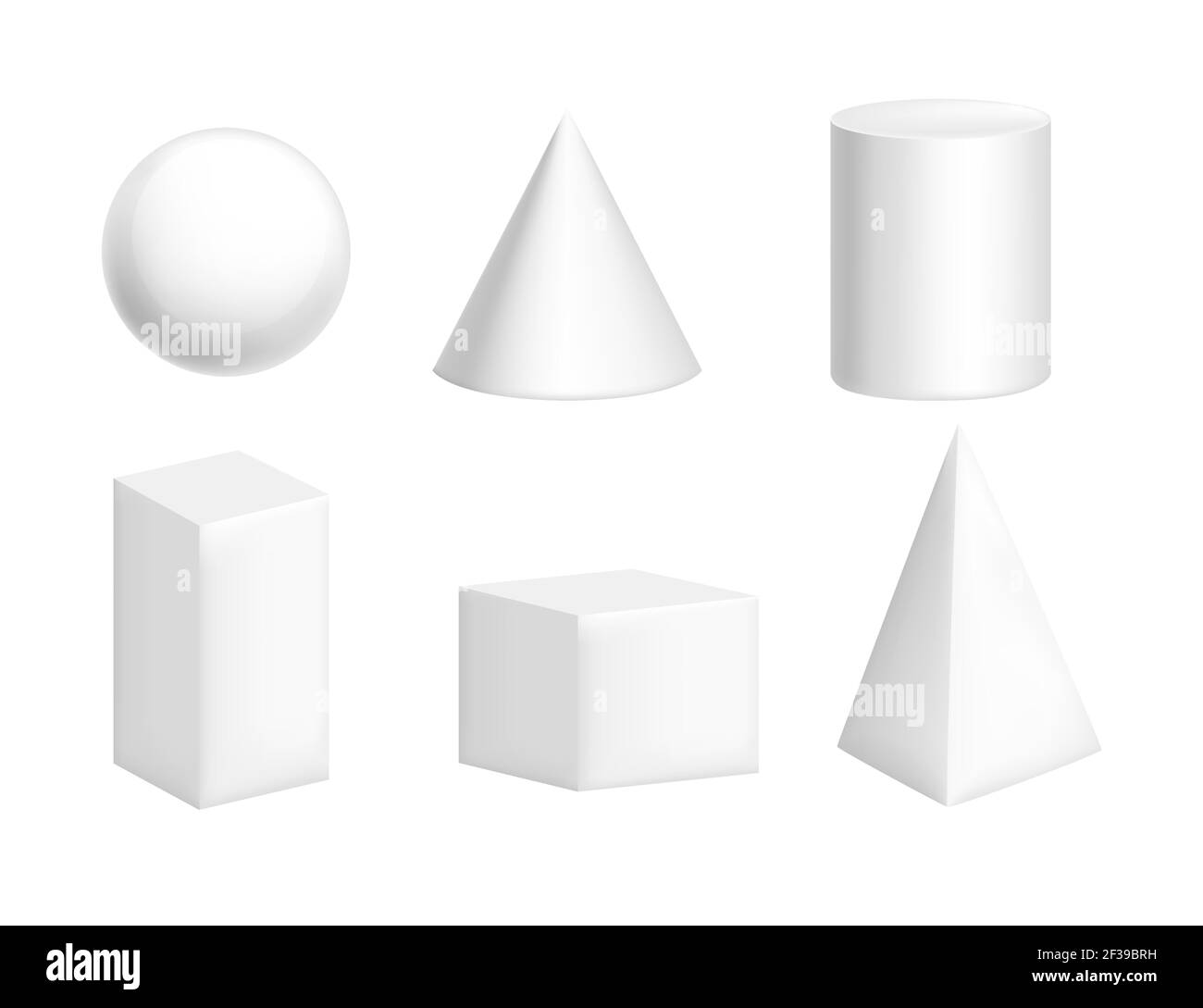 Set of simple geometric shapes in white color vector illustration on ...