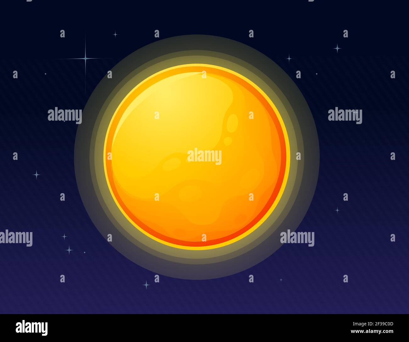 Solar system space object yellow dwarf Sun vector illustration on deep ...