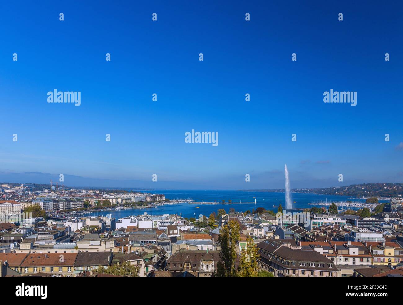 geography / travel, Switzerland, Geneva, city view with jet d'Eau and ...