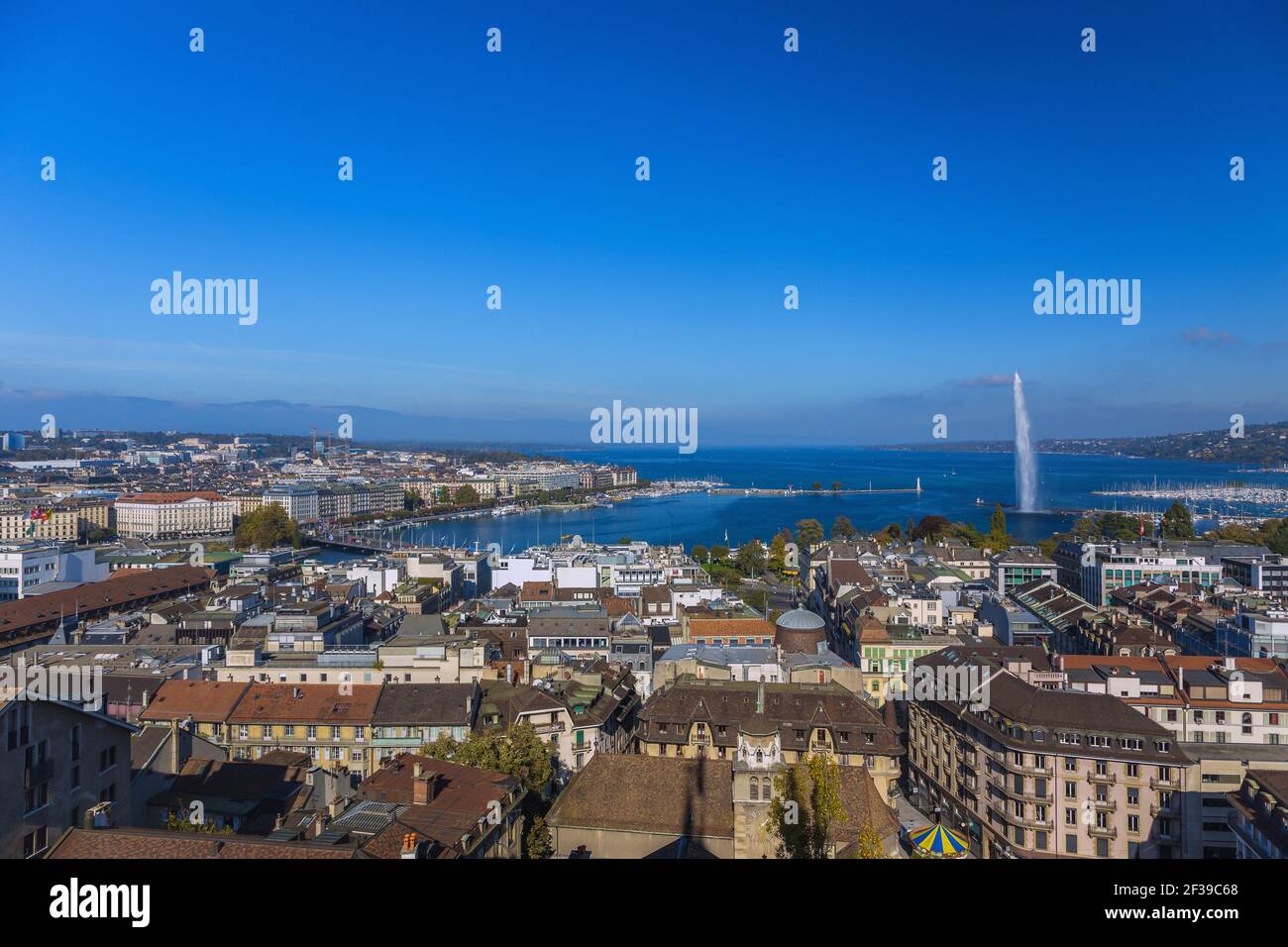 geography / travel, Switzerland, Geneva, city view with jet d'Eau and ...