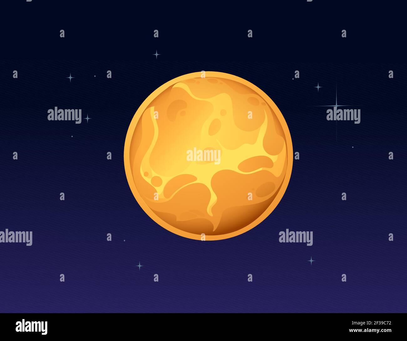 Solar system space object planet Venus vector illustration on deep sky ...