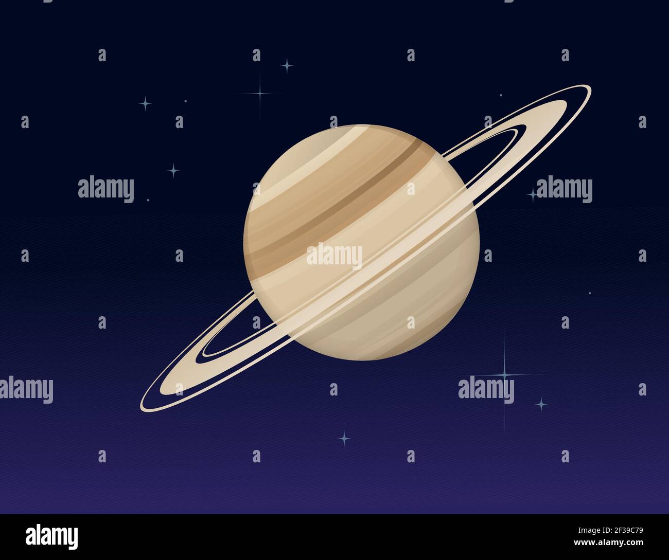 Solar system space object planet Saturn vector illustration on deep sky ...