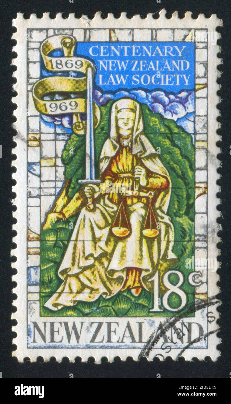 NEW ZEALAND - CIRCA 1969: stamp printed by New Zealand, shows “Justice ...
