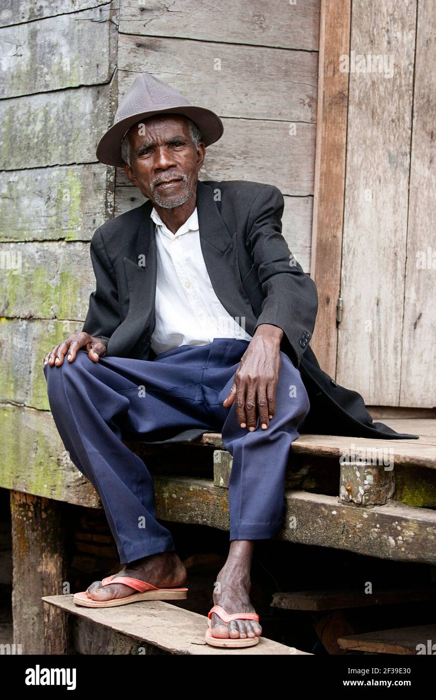 Portrait of Malagasy old man nicely dressed for Famadihana holiday ...