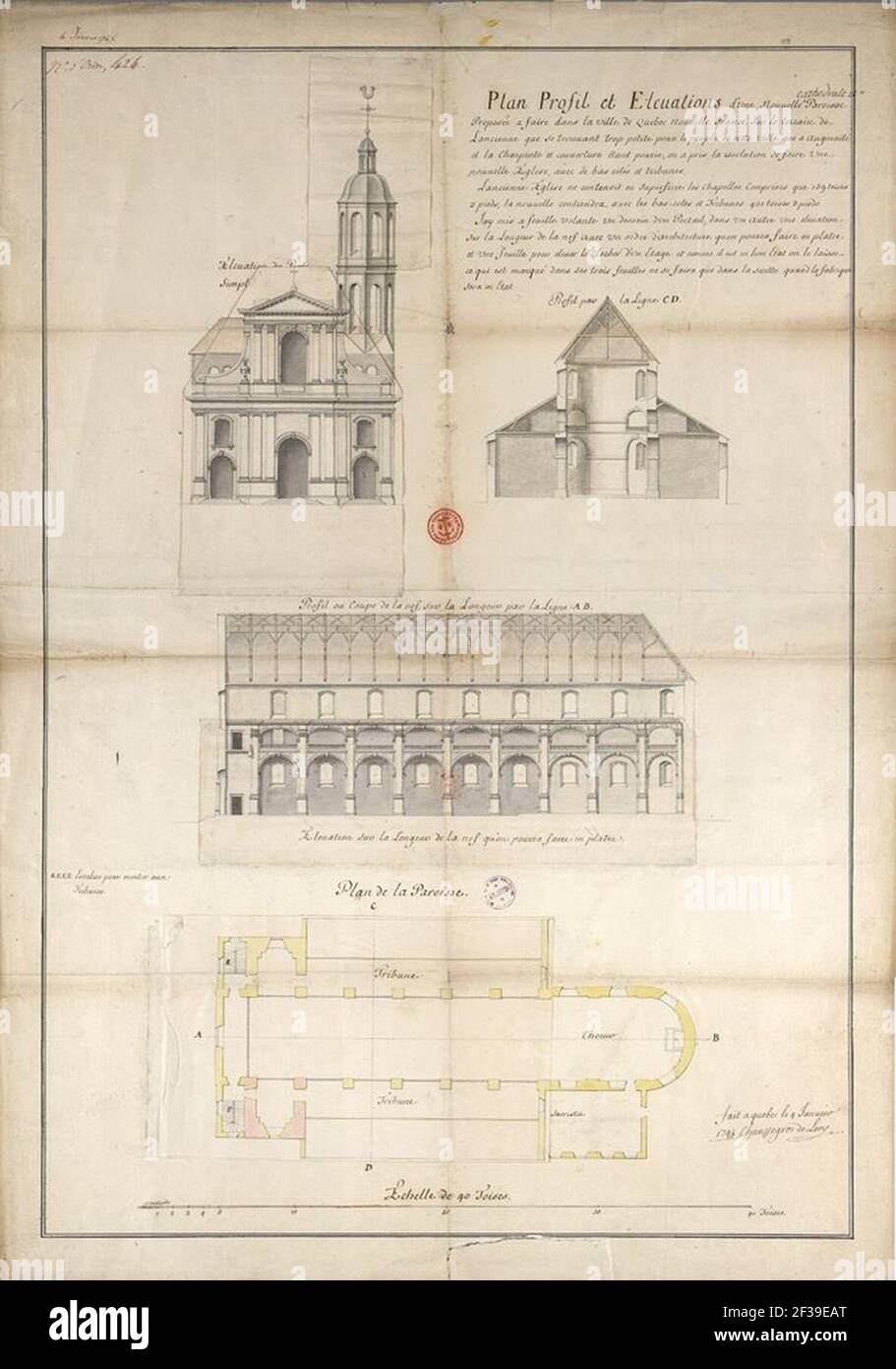 Profil et elevations d une nouvelle cathedrale et paroisse proposes a ...