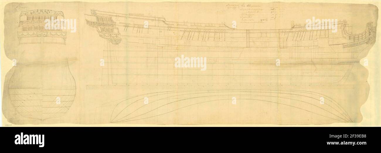 Profil du vaisseau le Magnanime capturé en 1748 Stock Photo - Alamy