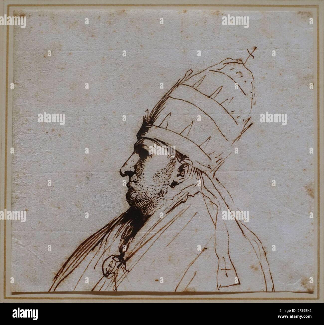 Profile of an unshaven Pope, by Guercino (Giovanni Francesco Barbieri ...