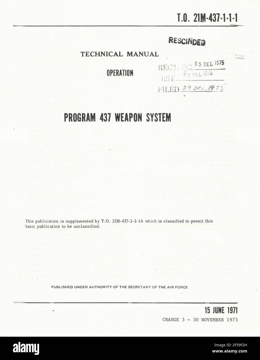 Program 437 Tech Order Cover Stock Photo - Alamy