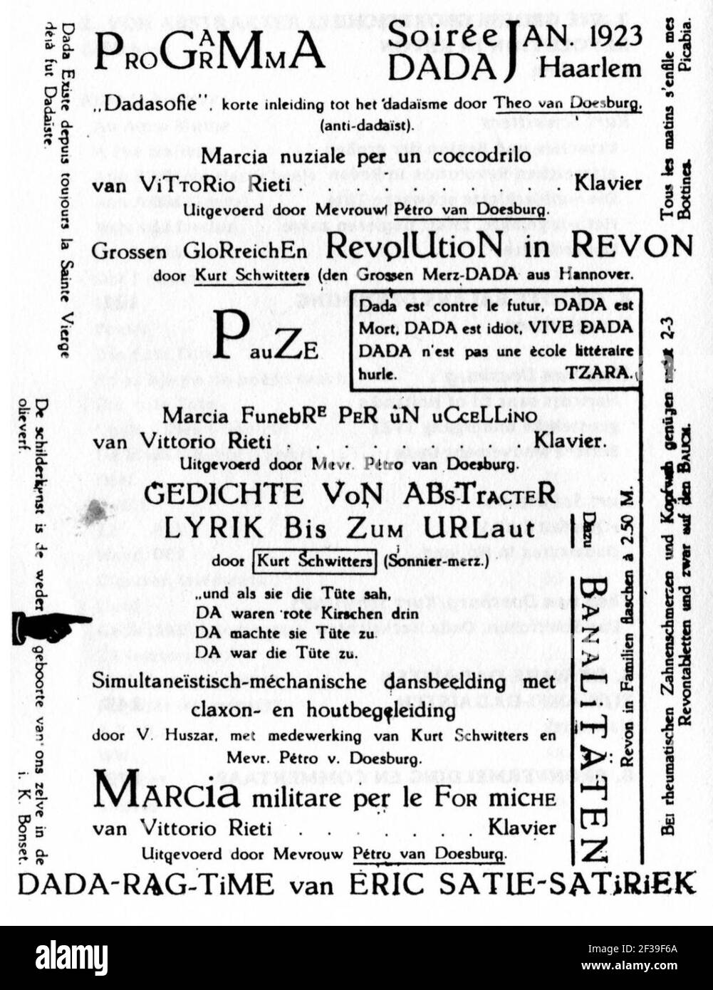 Programme Dada-soiree Haarlem 1923 Stock Photo - Alamy
