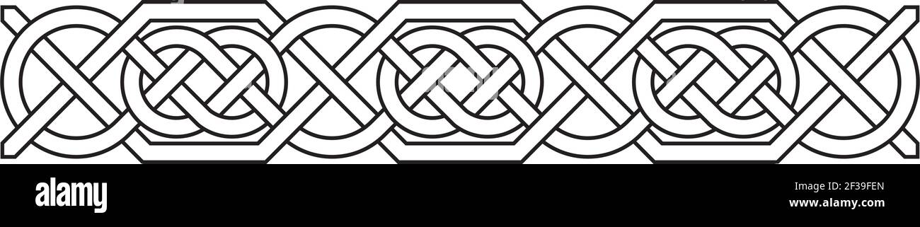 Linear border made with Celtic knots for use in designs for St. Patrick ...