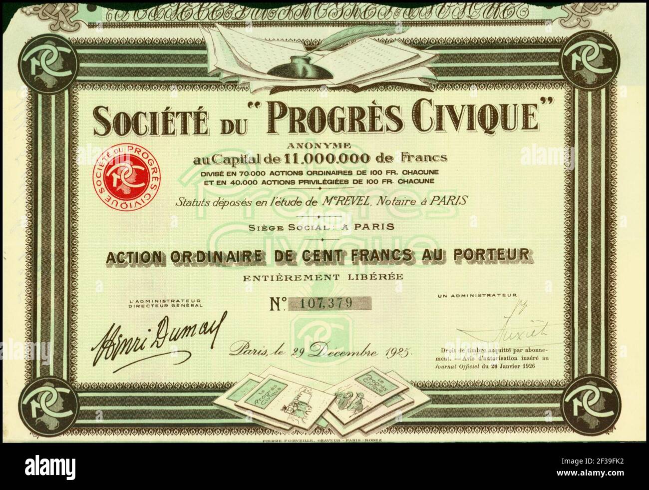 Progrès Civique 1925 Stock Photo - Alamy