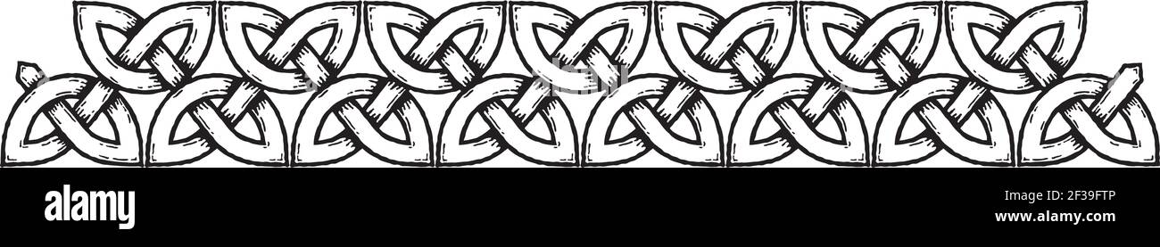 Linear border made with Celtic knots for use in designs for St. Patrick ...