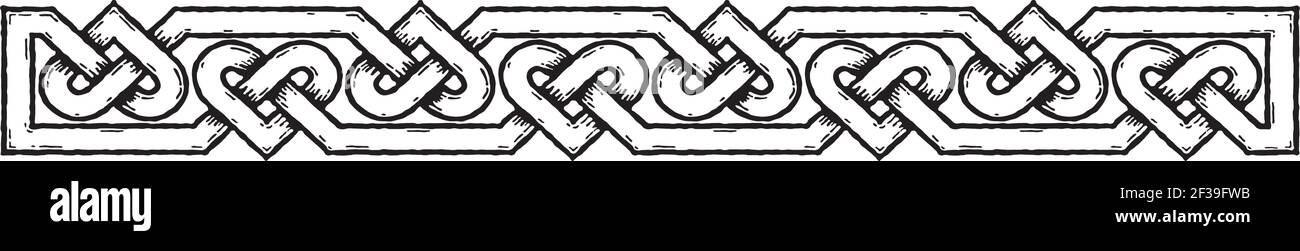 Linear border made with Celtic knots for use in designs for St. Patrick ...
