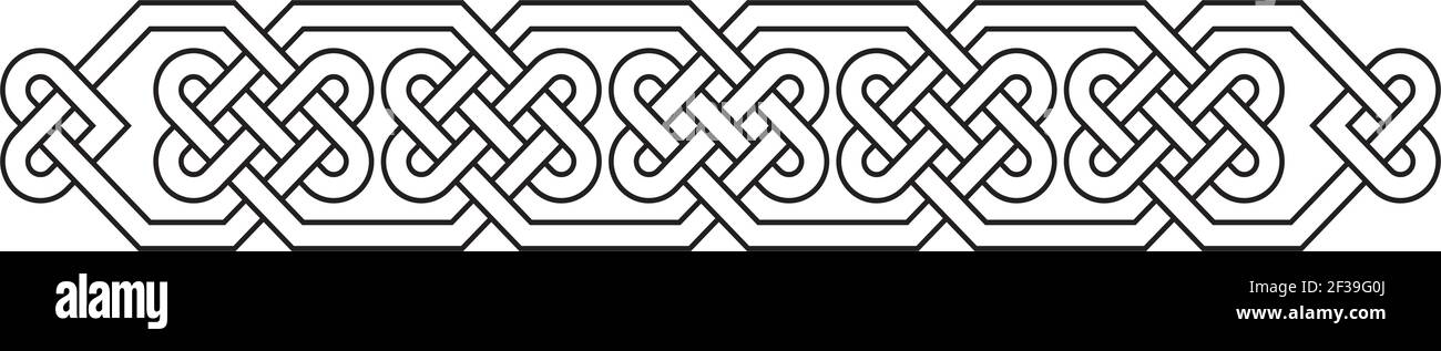 Linear border made with Celtic knots for use in designs for St. Patrick ...