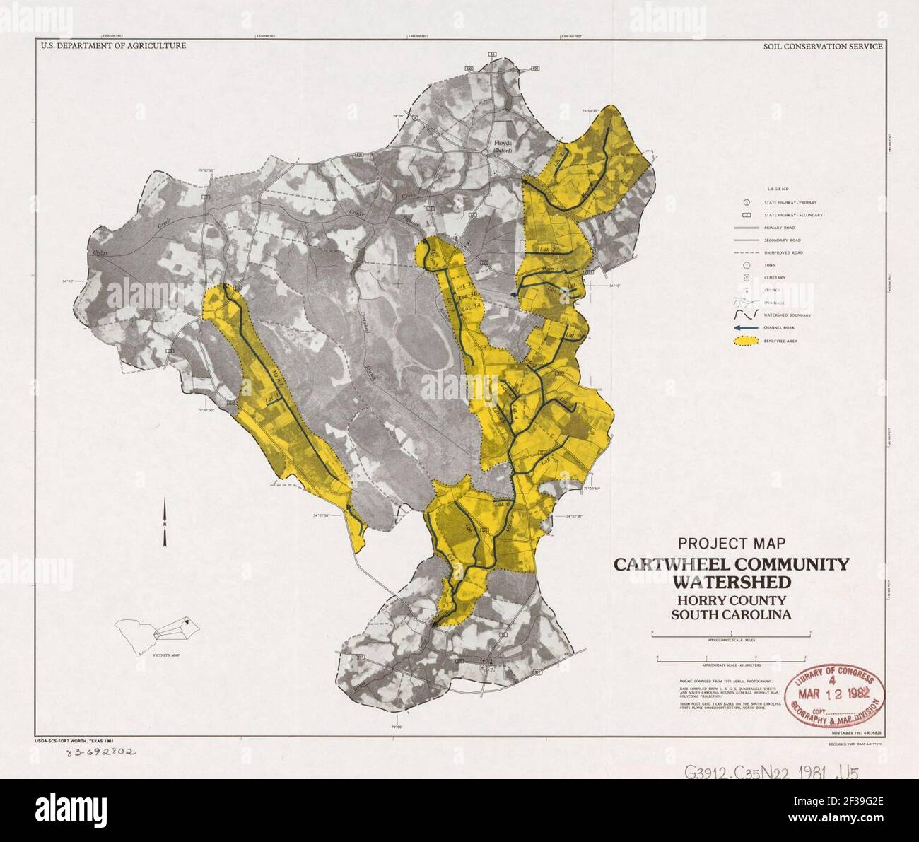 Project map, Cartwheel community watershed, Horry County, South ...