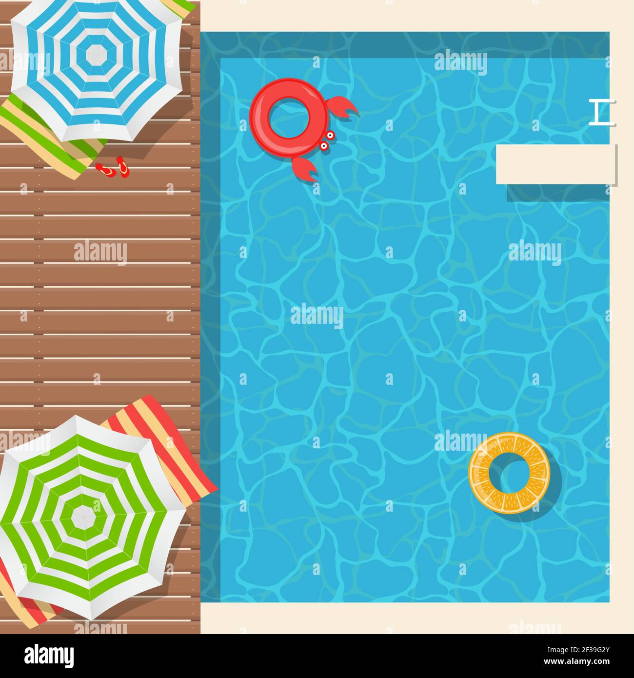 Summer Background poster template with swimming pool and lifebuoy ...