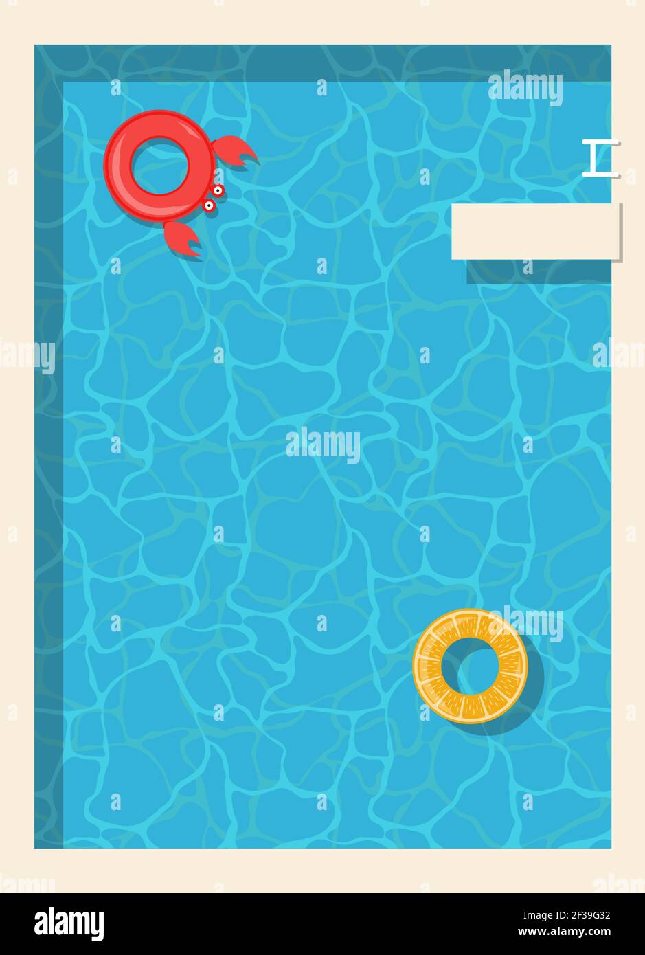 Summer Background poster template with swimming pool and lifebuoy ...