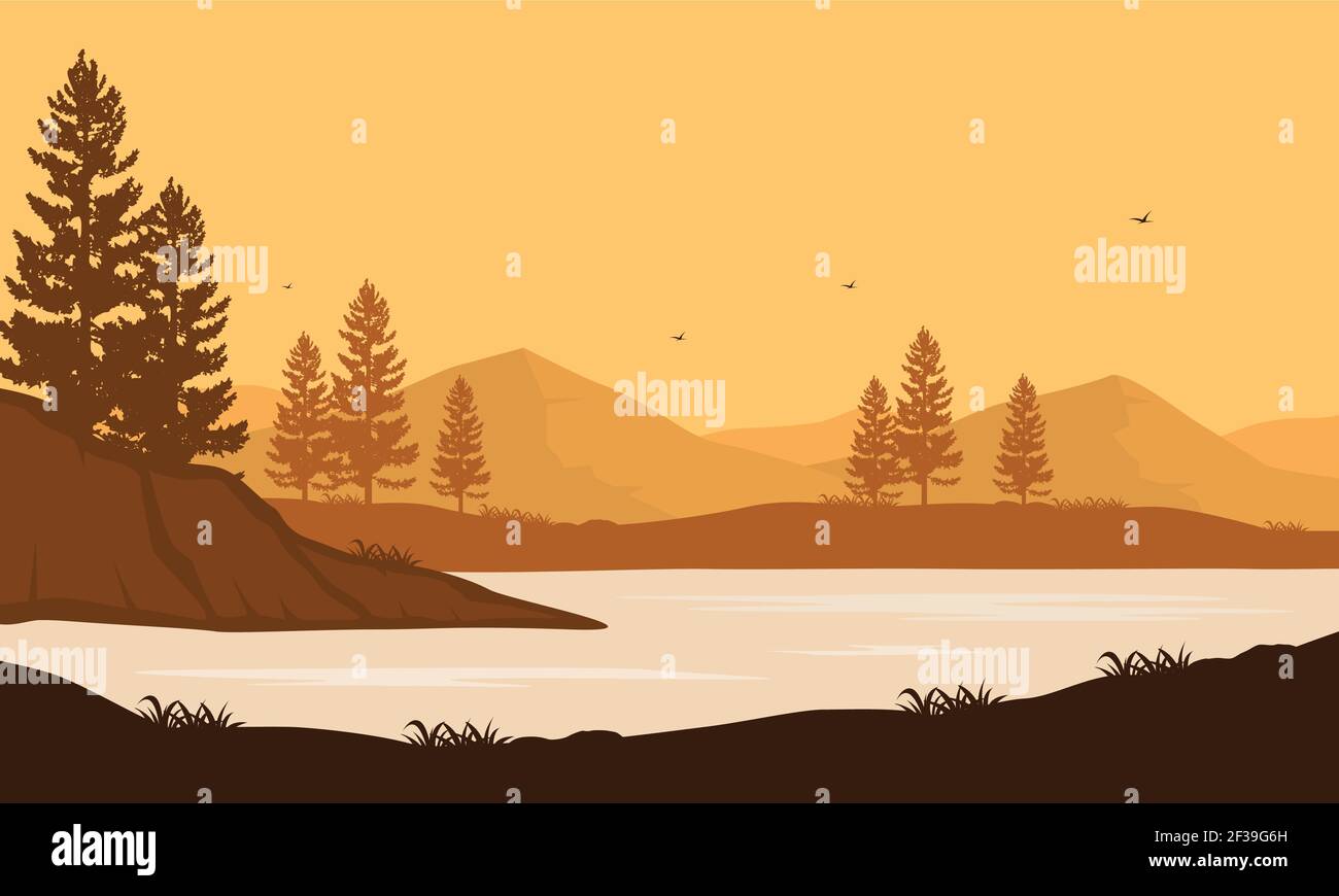 Beautiful river in afternoon from Stock Vector Images - Alamy